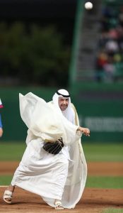 Olympic Council of Asia President throws out ceremonial pitch at Asian ...